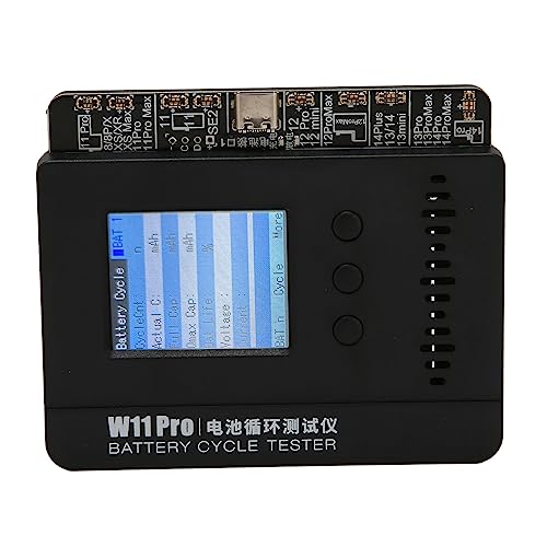 Small Battery Tester, AC 100 to 240V Automatic Parameter Matching Ergonomic Design Battery Cycle Tester 1.8 Inch TFT Screen ABS and LCD for Mobile Phone (US Plug)