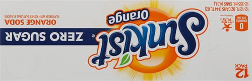 Sunkist Zero Sugar Orange Soda, 12 fl oz cans, 12 pack