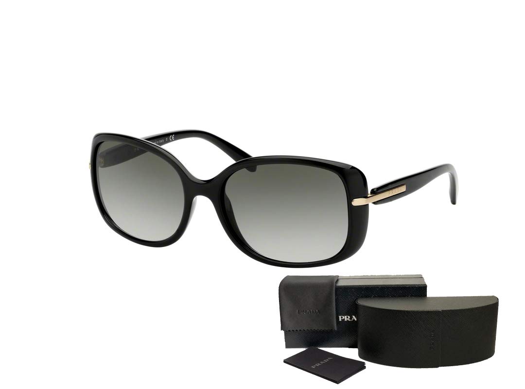 Prada PR08OS CONCEPTUAL 1AB0A7 57M Black/Grey Gradient Rectangle Sunglasses For Women+ BUNDLE With Designer iWear Eyewear Kit