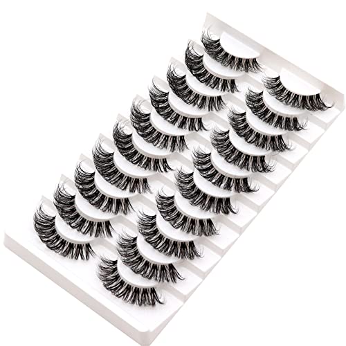 Veleasha Russian Strip Lashes and 5D Faux Mink Lashes ,Natural Lashes Wispy Fluffy False Eyelashes 2 Styles 2 Sets Pack