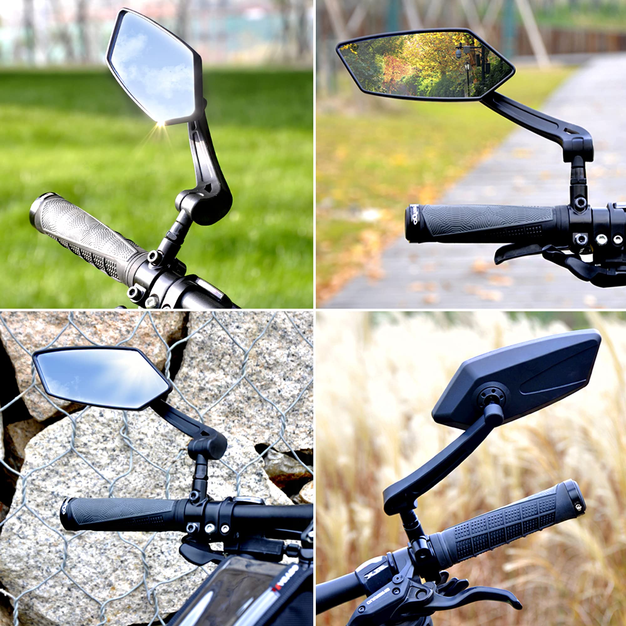 RBRL New bike mirror Blast-resistant Adjustable Bike Rearview Mirror with Large Lens,MTB Bicycle Mirrors for Handlebars (Left side)