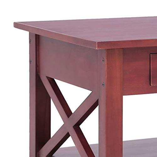 QJBSAVVA Coffee Table Brown 39.4"x21.7"x18.1" Solid Mahogany Wood,Industrial Tables Floor Standing Table Cocktail Table Suitable for Meeting Rooms, Reception Rooms, Offices