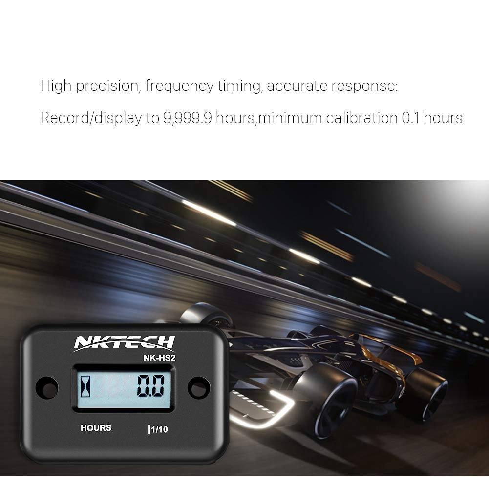 NKTECH NK-HS2 Inductive Hour Meter for Gas Engine Lawn Mover Marine ATV Motorcycle Boat Snowmobile Dirt Bike Outboard Motor Generator IP68 99999HRS Hourmeter (Red)