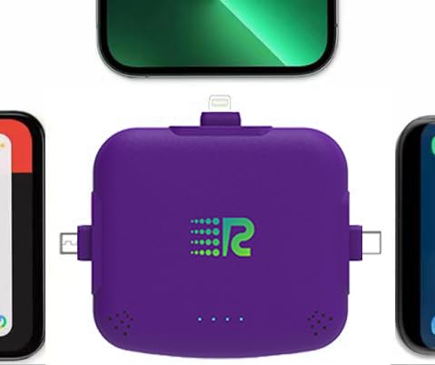 Rush Charge Comet Portable Power Bank β 3200mah, 2.1A High-Speed Power Bank Fast Charging - Apple Lightning, Type C, Micro-USB Battery Bank Charges 3 Devices at a Time β Pre-Charged Portable Charge