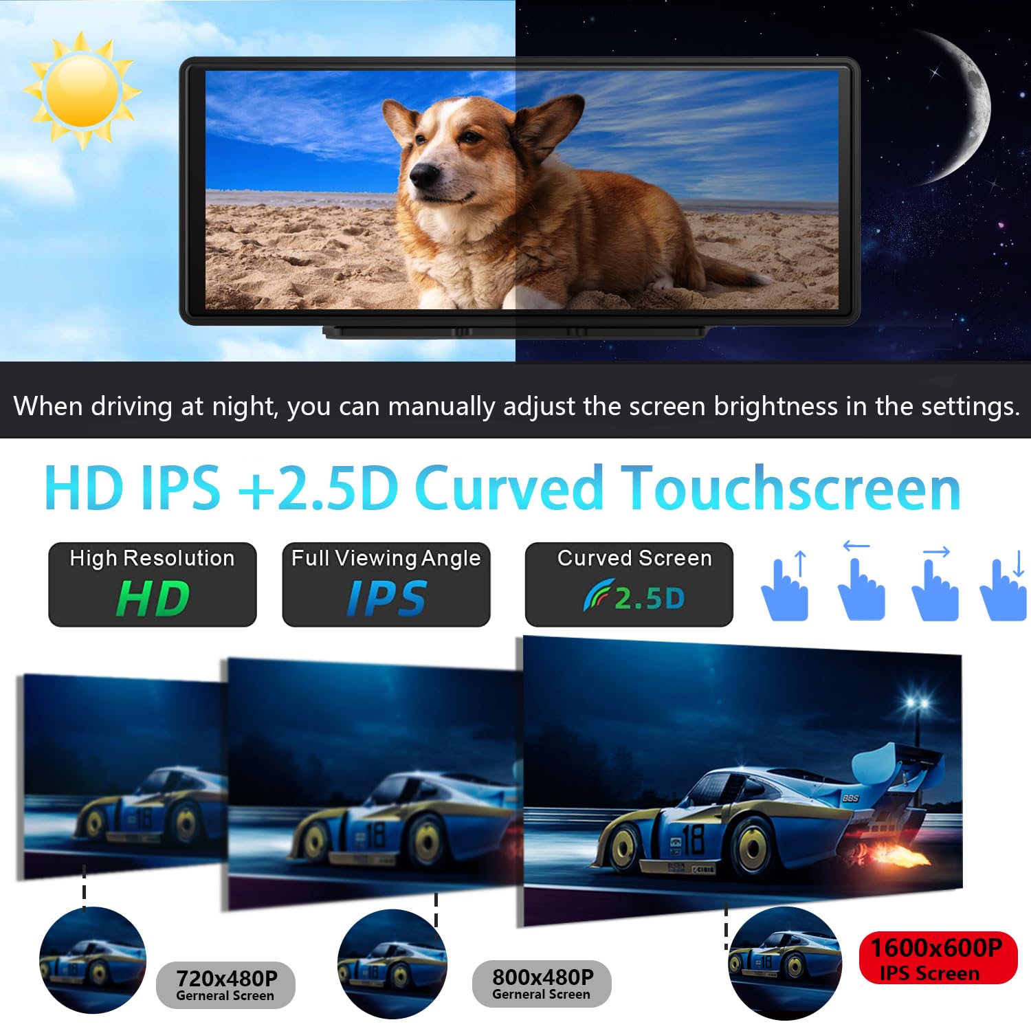 Portable Car Stereo Wireless Apple Carplay Wireless Android Auto, 9.3INCH IPS Touchscreen Car Audio Receivers with Bluetooth, Wireless Portable Multimedia Player, FM/AUX/TF/USB/Dash Mount Car Stereo