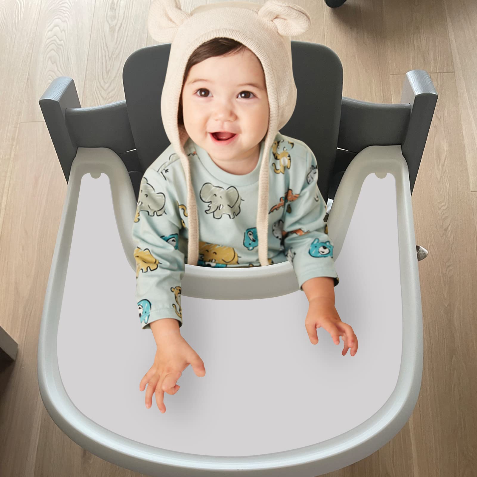 Smooth High Chair Hard Tray Mat Placemat for Stokke Tripp Trapp Chair - Solves Suction Plate Adhesion Issues with Sticky Dots