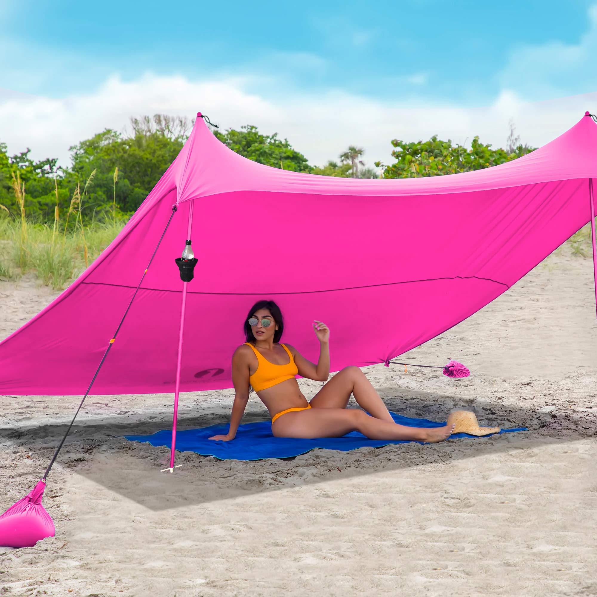 Red Suricata Cup Holder for Drinks – Accessory for Sun Shade Canopy Tent – Attaches to Tent Pole – Holds one Beverage (Cup, Bottle or Can)