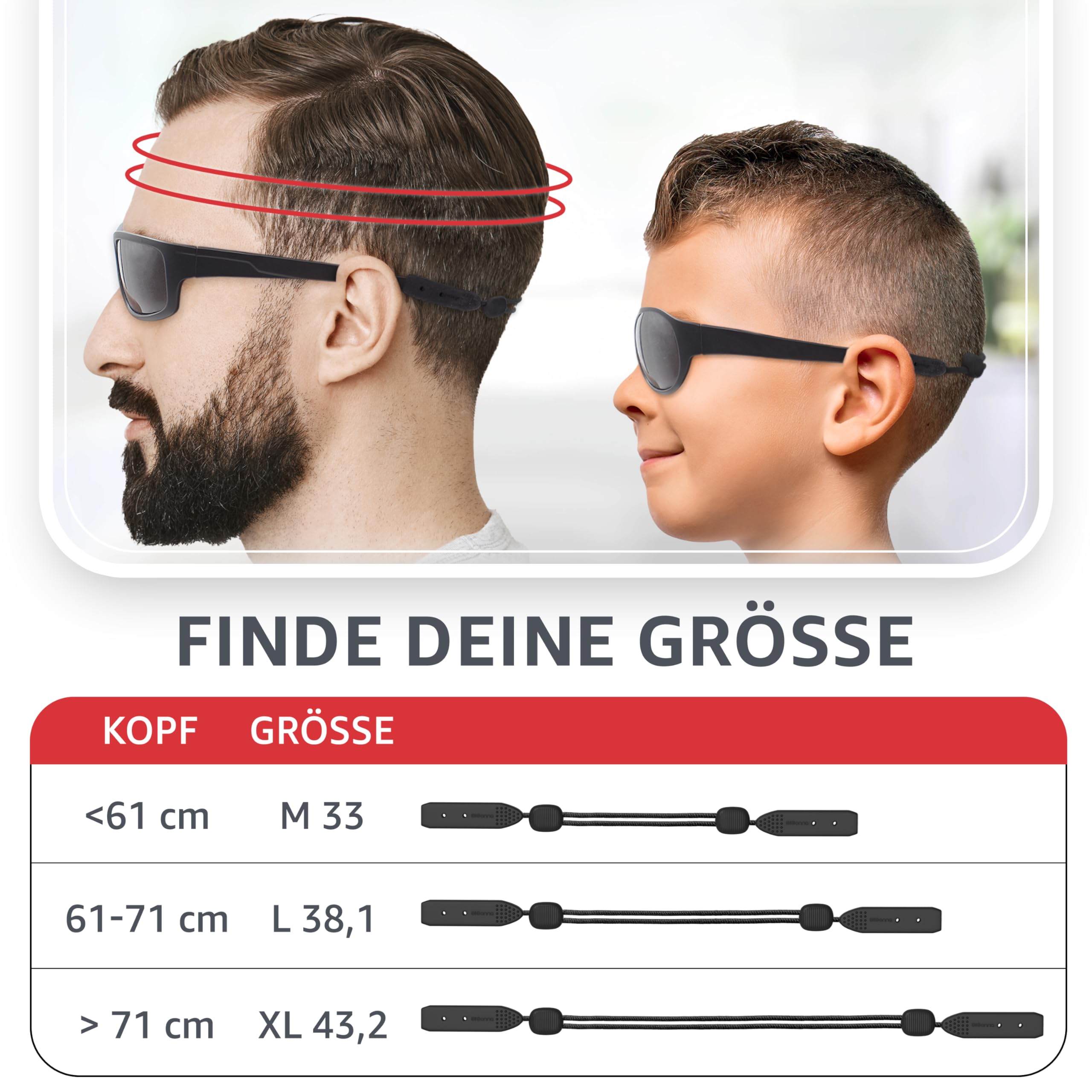 SIGONNA Glasses Strap Eyeglass Holder Band - No Tail Sunglasses Strap Sports for Men Women - Adjustable Eyeglasses Strap Lanyard 15โ L - Anti Slip Eye Glasses Holders Around Neck Head 2 Pcs