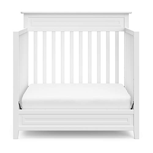 Storkcraft Petal 4-in-1 Convertible Mini Crib (White) β GREENGUARD Gold Certified, Converts to Daybed and Twin-Size Bed, Includes Bonus 2.75-inch Mini Crib Mattress, Mini Crib with Mattress Included
