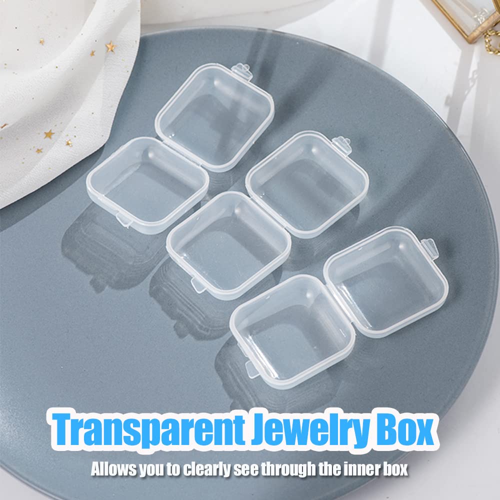 YIMIKE Mini Clear Jewelry Box,16Pcs Small Plastic Storage Transparent Boxes Containers,Portable Travel Packaging for Item Craft,Beads,Pills,Earplug,Ear Studs,Necklaces,Rings,Earring,Card