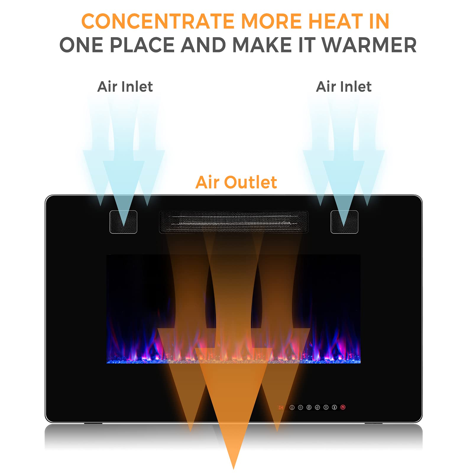 S AFSTAR 30 Inches Electric Fireplace Insert, 750W/1500W Recessed Electric Fireplace w/ 12-Adjustable Flame Color & Speed, Remote Control, Timer, Touch Screen, Electric Fireplace Heater (30β x 18.11β)