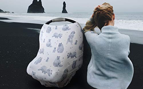 Pobi Baby Car Seat Covers and Nursing Cover - Soft and Stretchy Unisex Pattern (Buddy)