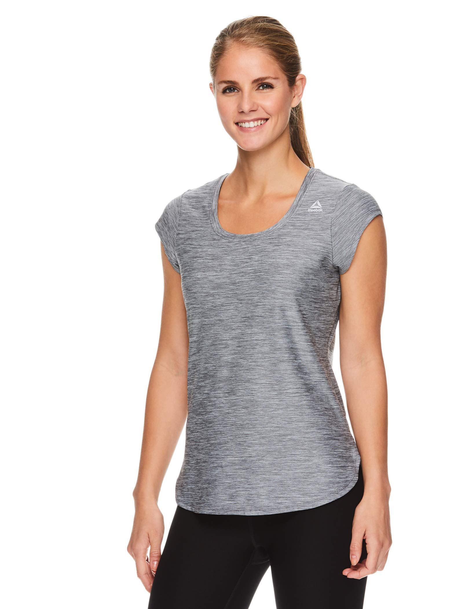 Reebok Women's Legend Running & Gym T-Shirt - Performance Short Sleeve Workout Clothes for Women - Quietshade Heather Grey, X-Small