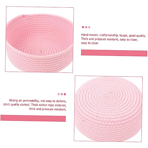 Toyvian Storage Basket Woven Basket Round Storage Bin Closet Storage Bins Woven Rope Basket Rattan Trash Can Decorative Trash Can Cotton Thread Storage Basket Cotton Rope Office Mini Thing