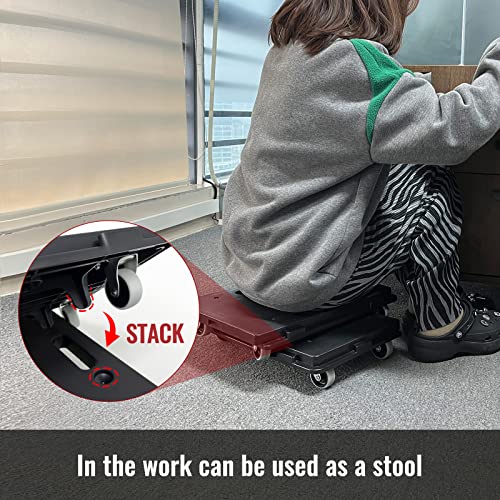 Uholan Flatbed Dolly Can Connected Two Pcs One Set Household Portable Mobile Dolly Infinite Rotary Flat Handtruck Mobile Furniture Load 220lb Black ,Grey Wheel (Grey Wheel)