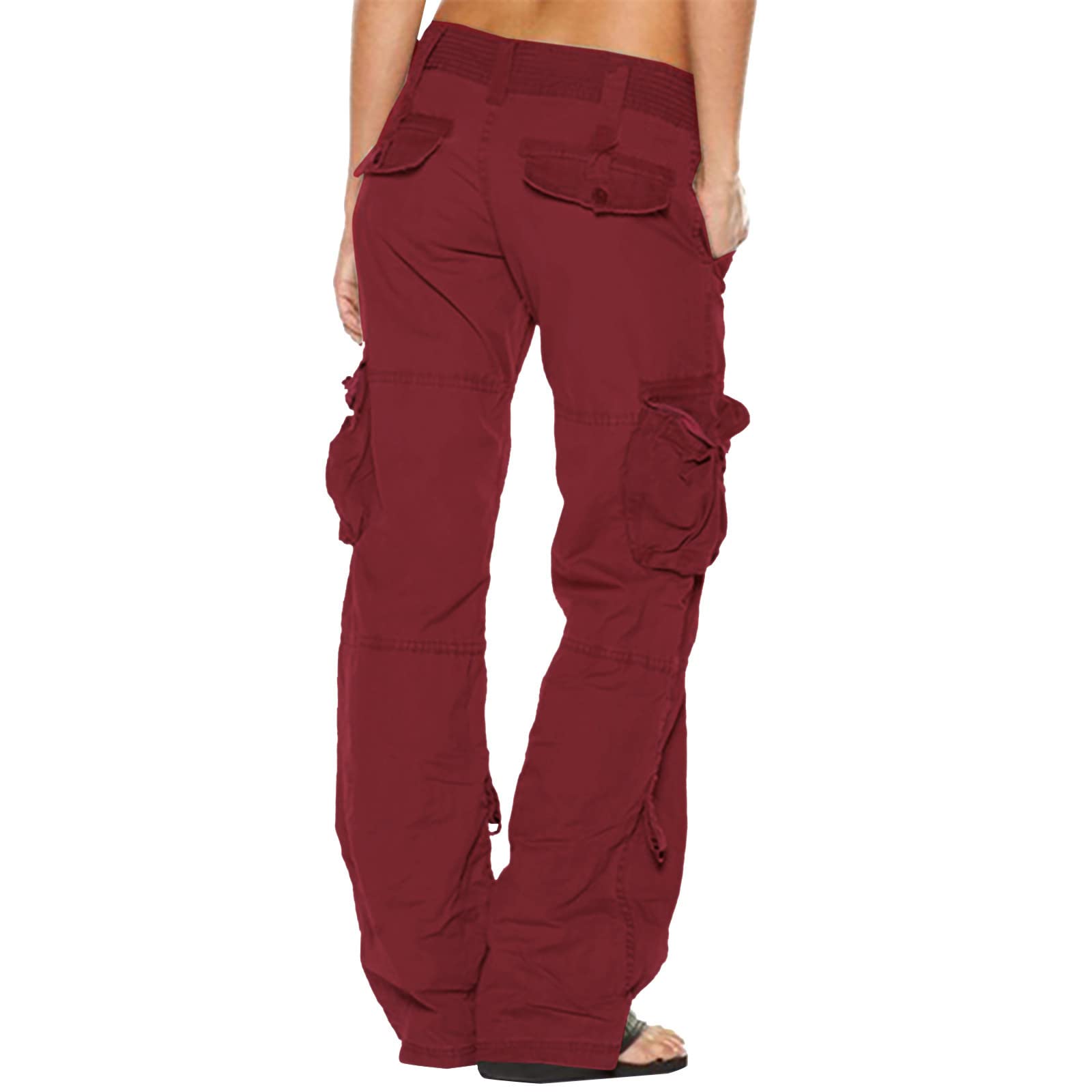 SMIDOW Plus Size Cargo Pants for Women Low Waist Relaxed Fit Straight Wide Leg Y2K Pants Casual Combat Military Trousers
