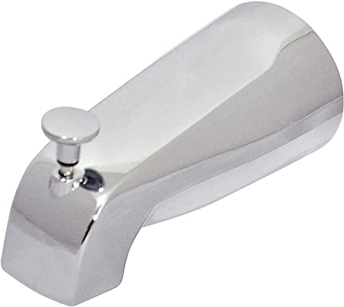 Tub Spout with Front Diverter, 1/2 inch IPS Female Front End Thread, 5-1/4 inch Overall Length, for 4 inch to 4-3/8 inch Length Galvanized Pipe Nipple, Polished Chrome Finish