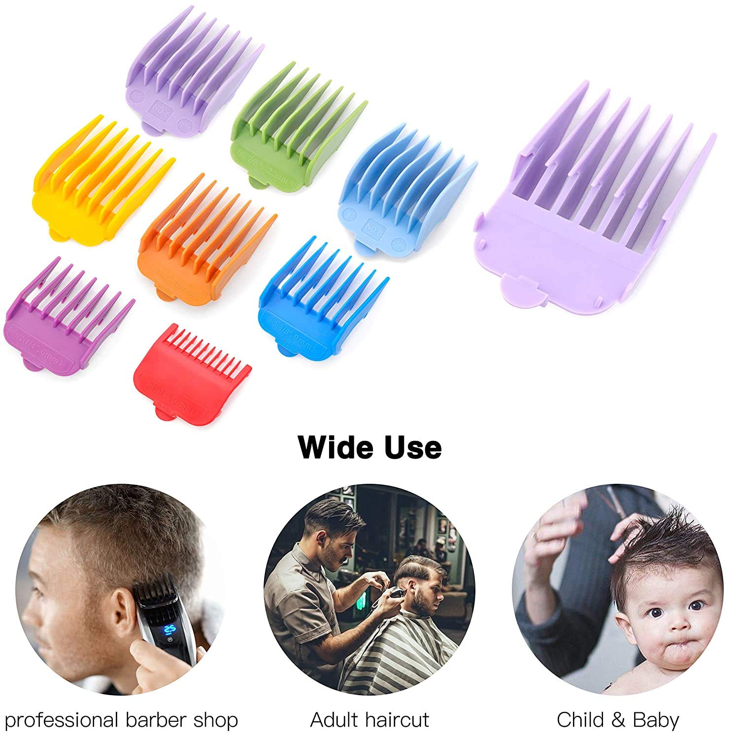 Professional Hair Clipper Guards Guide Combs Compatible with Most Wahl Clippers,Hair Clipper Cutting Guides/Combs -From 1/16inch to 1inch