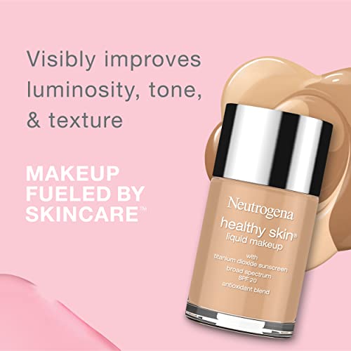 Neutrogena Healthy Skin Liquid Makeup Foundation, Broad Spectrum SPF 20 Sunscreen, Lightweight & Flawless Coverage Foundation with Antioxidant Vitamin E & Feverfew, Classic Ivory, 1 fl. oz