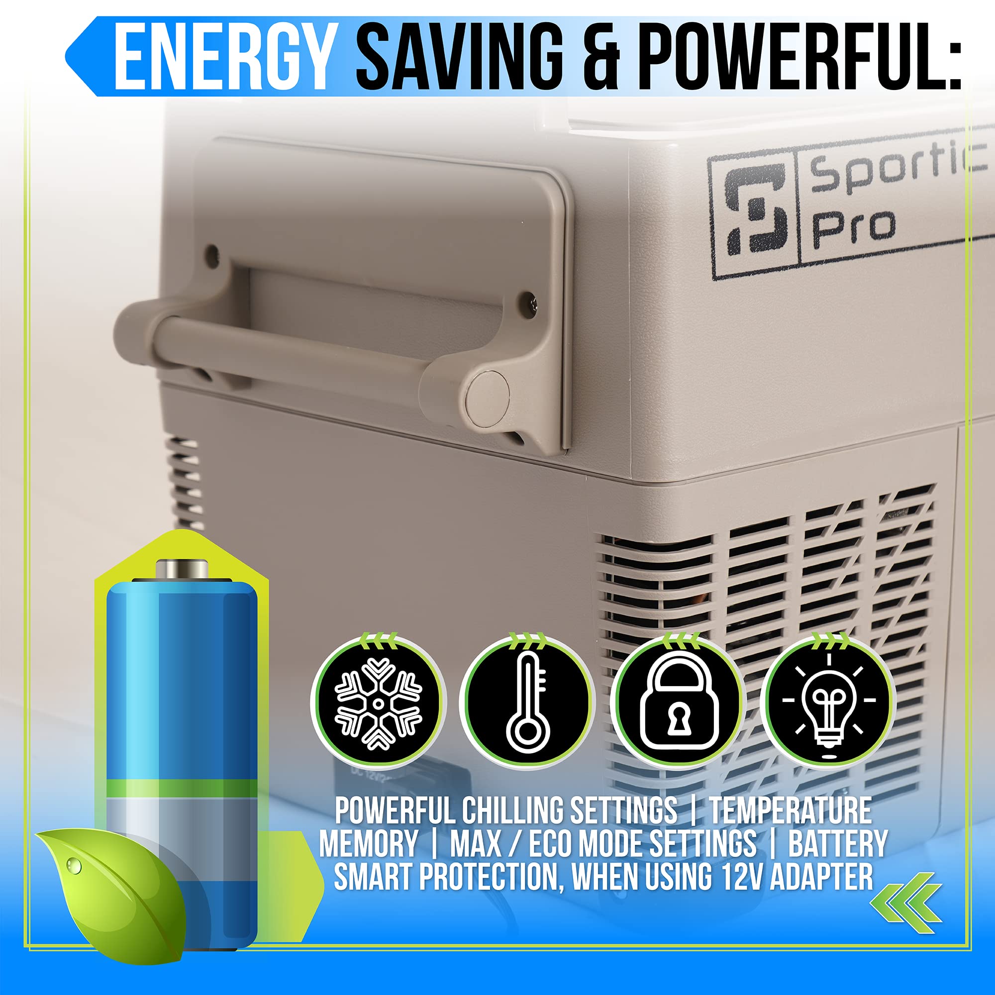Portable Travel Refrigerator Freezer - Large Mini Fridge with (2) Temp Controlled Zones - Includes Dual Power For Camping, Boating, Traveling, Tailgating - Great For Storing Food, Drinks and Cosmetics
