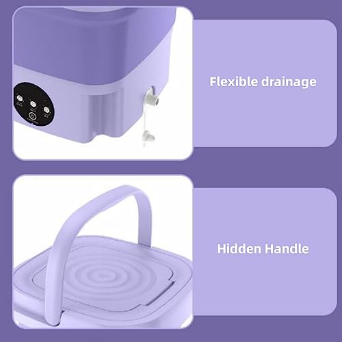 Portable Washing Machine,8L Large Capacity Foldable Washer,Portable Small Household Dormitory Washing Machine,Mini Telescopic Washer,Suitable for Apartments, Dormitories, Hotels (8L,Purple)