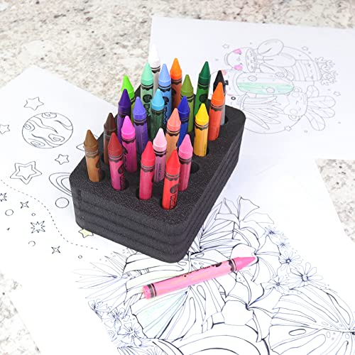 Polar Whale Jumbo Washable Crayon Desk Stand Organizer Compatible with Jar Melo and Others Design Storage Tray Supply Non-Scratch Non-Rattle Washable Durable Black Foam Holds 24