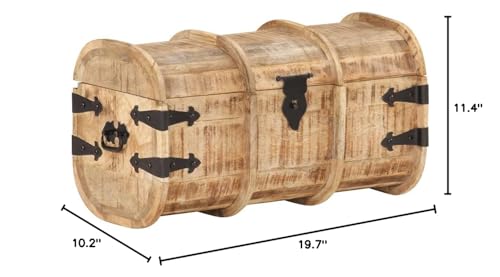 Queen.Y 2 Pcs Wood Storage Chest, Vintage Box with Safety Hinge, Sturdy Entryway Console, Storage Trunk, Lockable, Rustic Brown