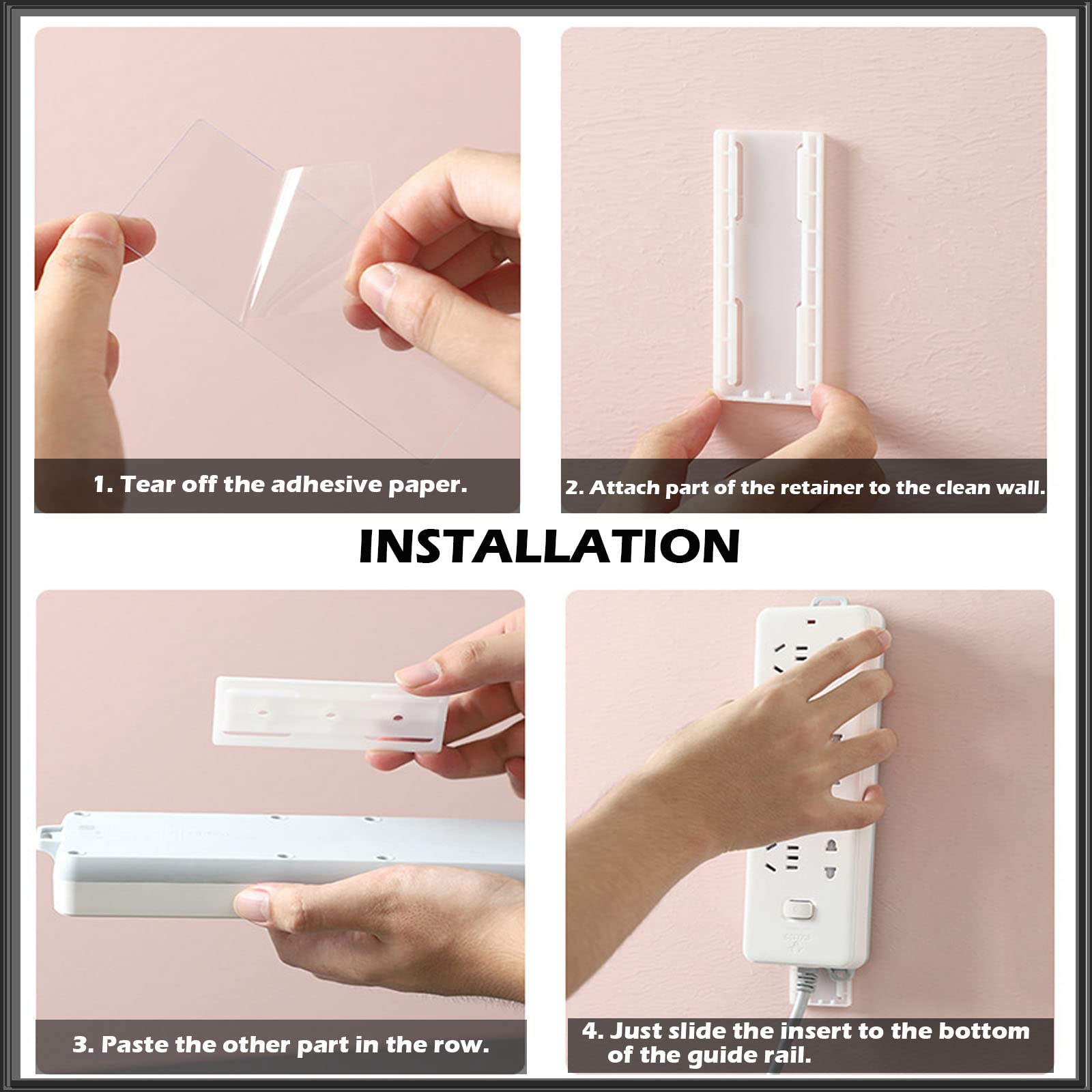 Socket Holder, Adhesive Punch-Free Socket Holder, Power Strip Holder,Power Bar Holder (8PCS)