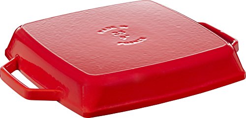 staub 40511-730 Pure Grill Square Cherry 9.1 inches (23 cm) Grill Pan, Both Hands, Casting, Enamel, Induction Compatible, Japanese Authentic Product