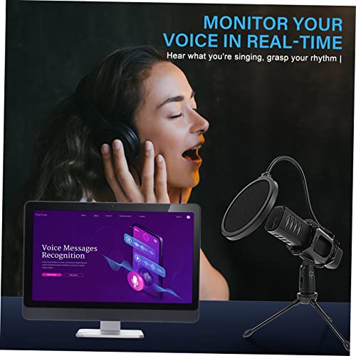 Vaguelly 2 Sets Computer Microphone Podcast Studio Microphone Laptop Stand for Desk Live Broadcast Mic Usb Recording Mic Condenser Microphone Recording Microphone Trumpet Capacitance Metal