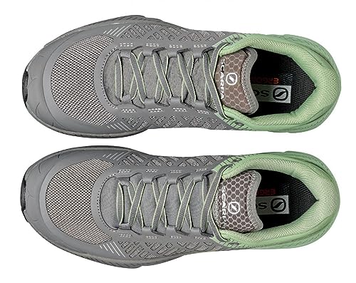 SCARPA Women's Spin Ultra Trail Shoes for Hiking and Trail Running - Shark/Mineral Green - 8 Women/7 Men