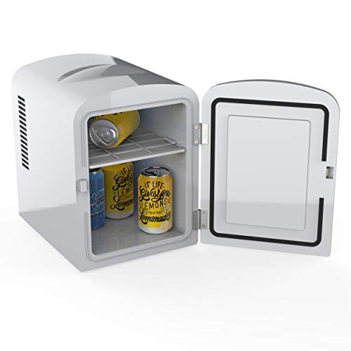 Uber Appliance Mini Fridge for Beauty, Skin Care, Makeup, Cosmetics Storage-6 can Capacity Portable Refrigerator Cooler and Warmer-Thermoelectric Technology-for Bedroom, Office, Dorm or car