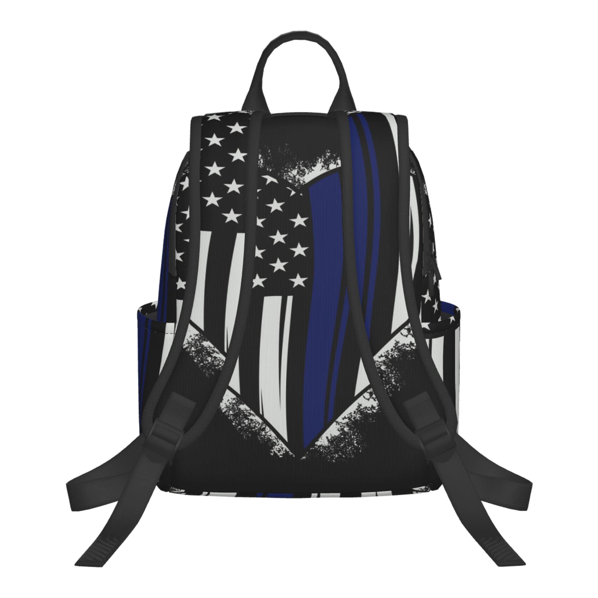 SWEET TANG American Thin Blue Line Flag Police love heart pattern black Backpack for Men Travel Laptop Backpack College Backpack Laptop Bag for Women