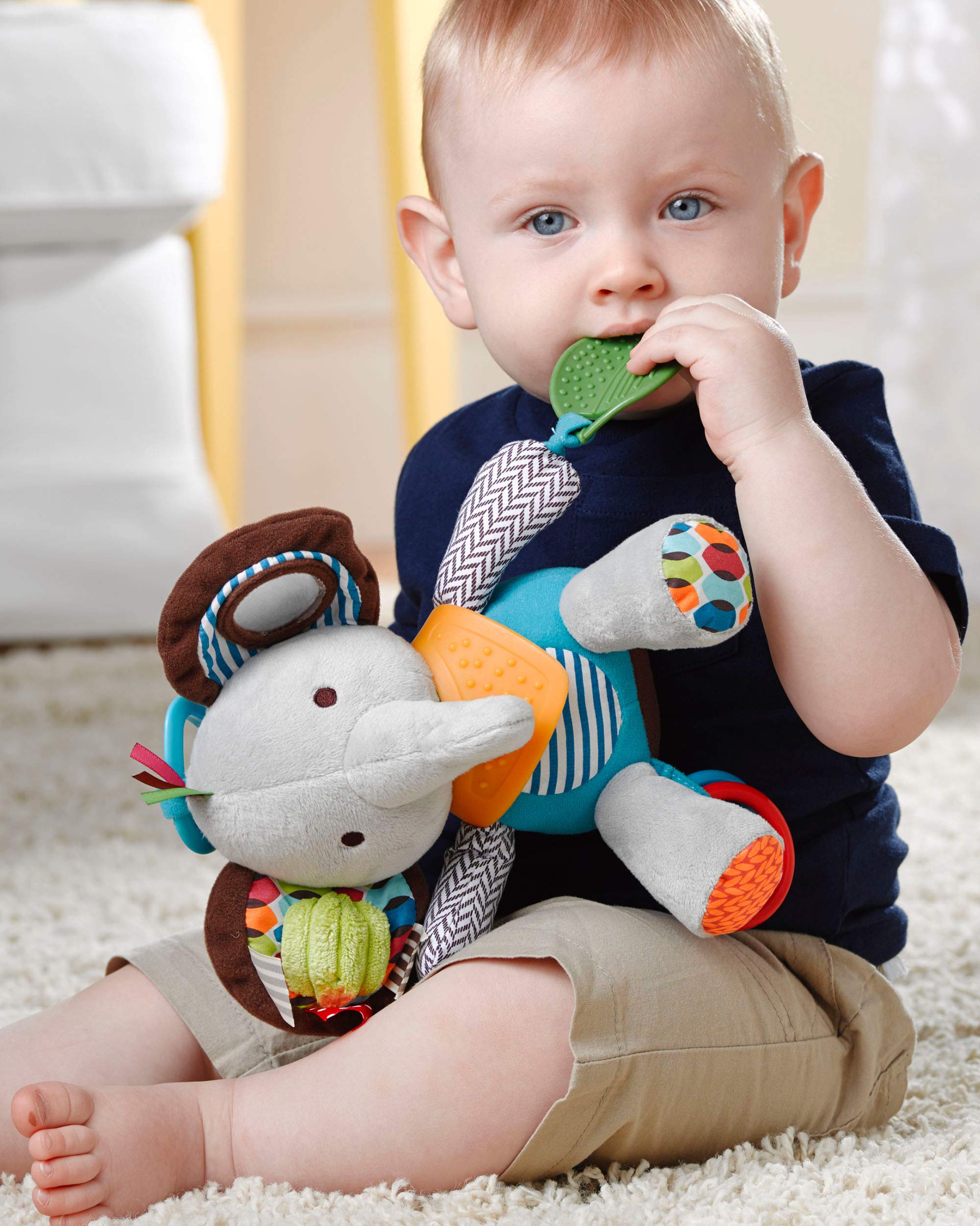 Skip Hop Bandana Buddies Baby Activity and Teething Toy Set with Multi-Sensory Rattle and Textures, Elephant