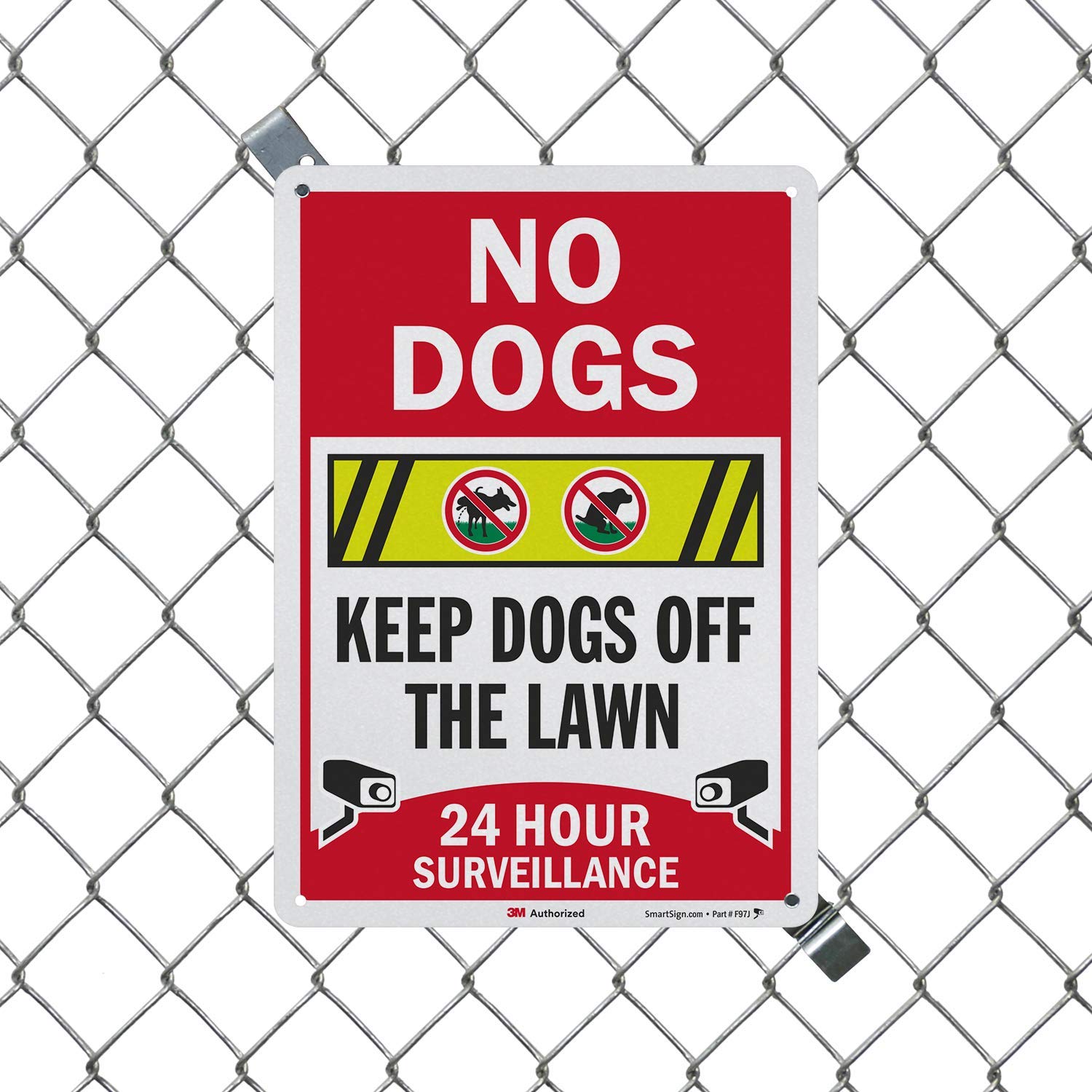 SmartSign “No Dogs - Keep Dogs Off The Lawn, 24 Hour Surveillance” Sign | 10" x 14" 3M Engineer Grade Reflective Aluminum