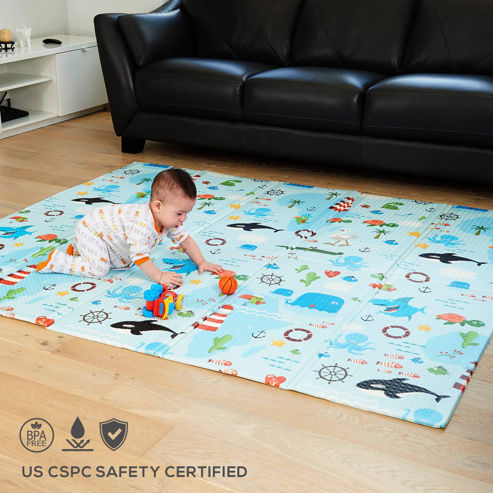 Reversible Baby Play Mat & Exercise Mat - Fun & Stylish Foam Floor Playmat for Kids and Infants. Elegant Room Decor Transforms into Large Fun Activity Gym Mat (Llama)