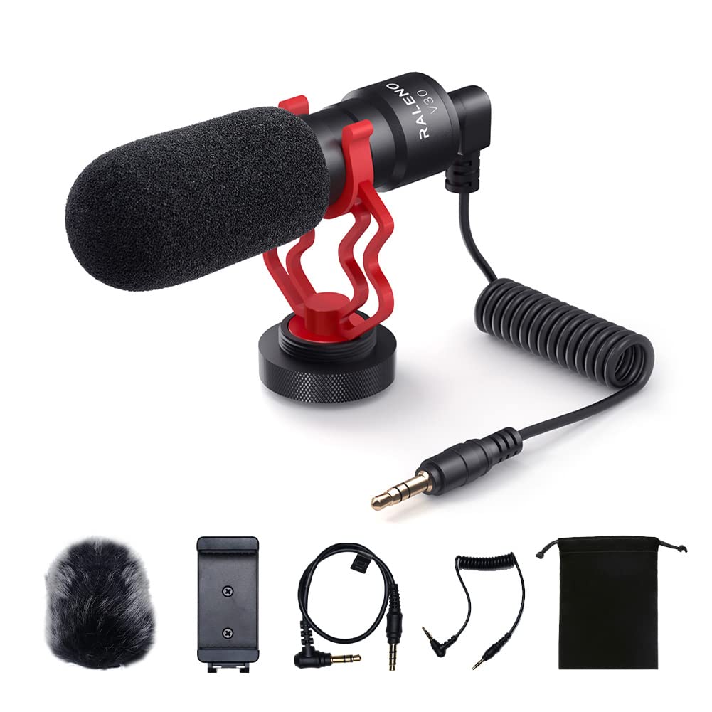 RALENO Camera Microphone. Cardioid Microphone Suitable for Smartphone, Sony, Canon and Nikon, Used for Indoor Shots, interviews, vlog Radio. Friendly to Video Producers, Youtubers