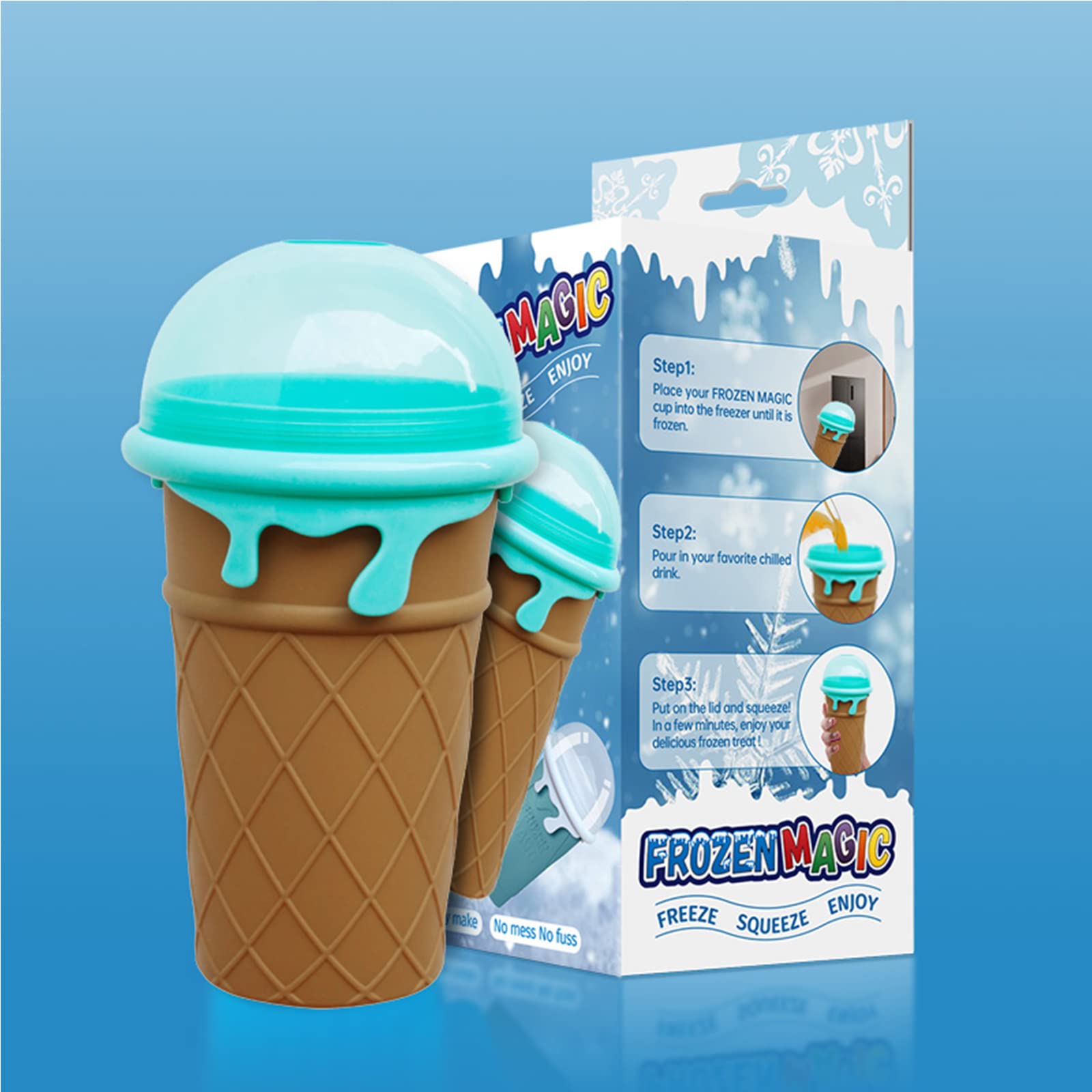 Slushy Cup Slushie Maker Cup Slushy Maker Cups Frozen Magic Slushy Maker Squeeze Cup Ice Cream Maker Slushie Cup Maker Squeeze Slushy Cups 500ML High-capacity(Coffee)