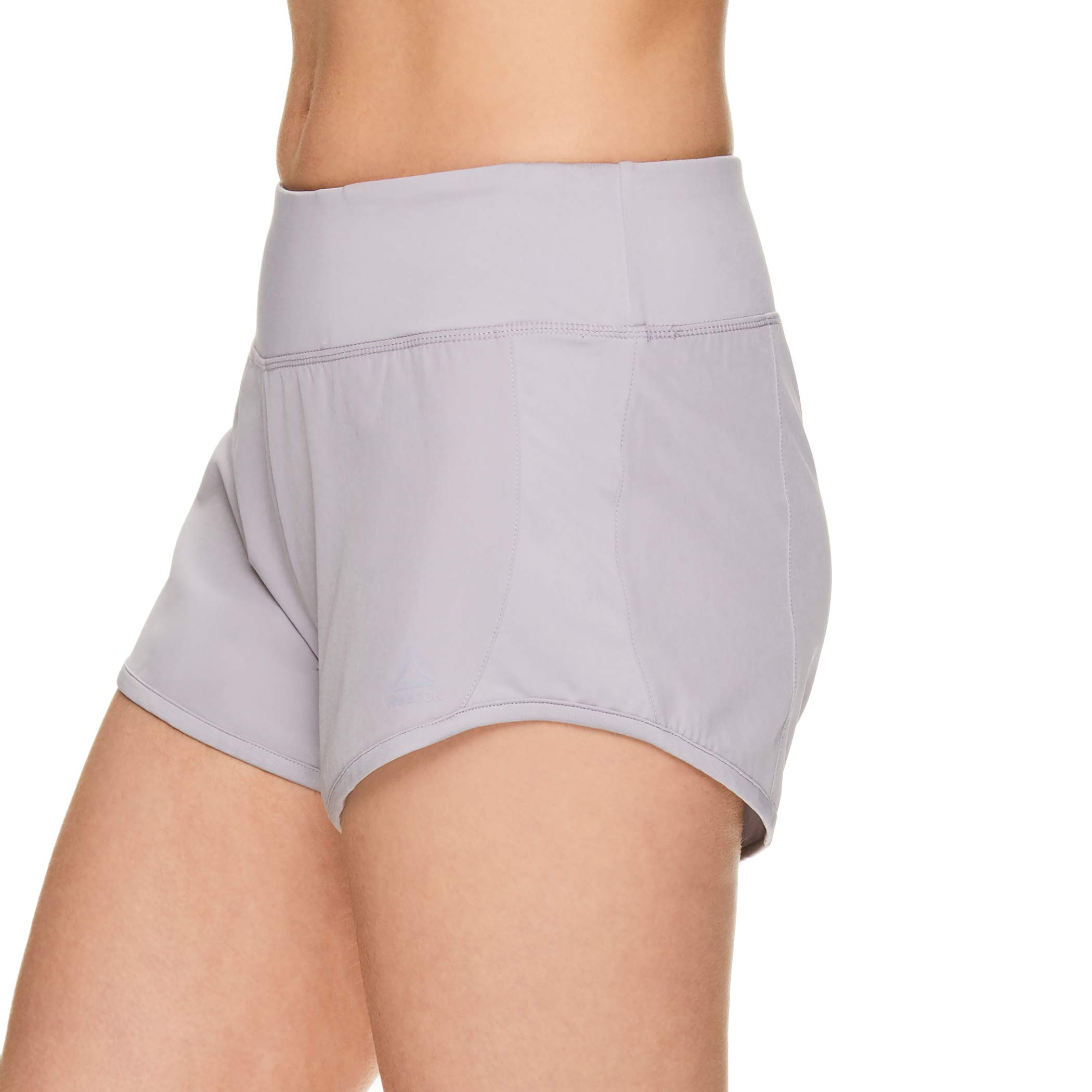 Reebok Women's Athletic Workout Shorts - Gym Training & Running Short - 3 Inch Inseam - Bravo Short Silver Sconce, Large