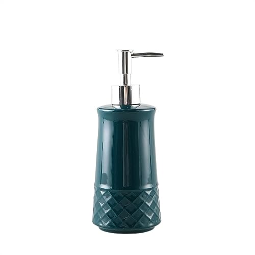 Soap Dispenser Embossed Soap Dispenser for Bathroom Sink, Ceramic Soap Pump, Dark Green Soap Bottle for Shampoo Lotion Dish Soap (440 Ml/14.87 Oz) Soap Pump Bottles