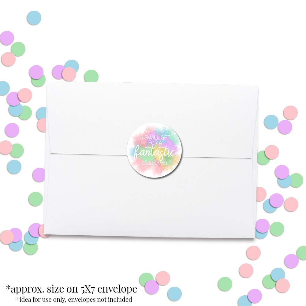 Small Gift for A Fantastic Customer Pastel Thank You Customer Appreciation Sticker Labels for Small Businesses, 60 1.5" Circle Stickers by AmandaCreation, for Envelopes, Postcards, Direct Mail, More!