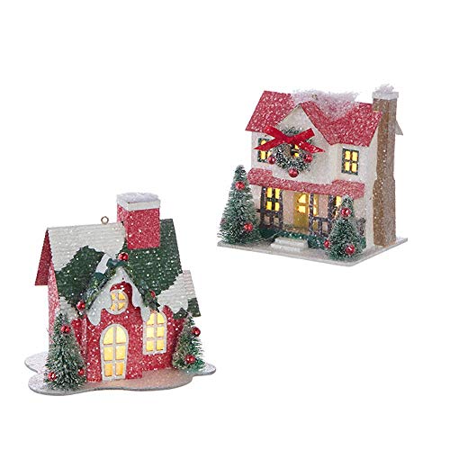 RAZ Imports 2020 Home for The Holidays 4.75-Inch Lighted House Ornament, Assortment of 2