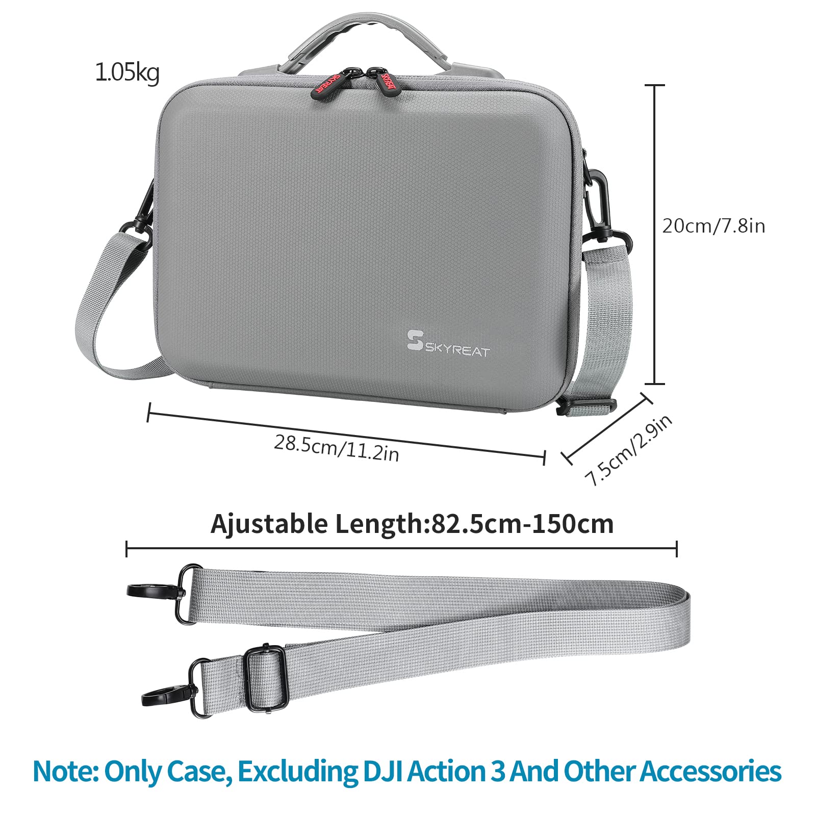 Skyreat Osmo Action 4 / Action 3 Case, Portable PU Leather Carrying Case Shoulder Bag for DJI Osmo Action 3 / Action 4 Adventure Combo Accessories