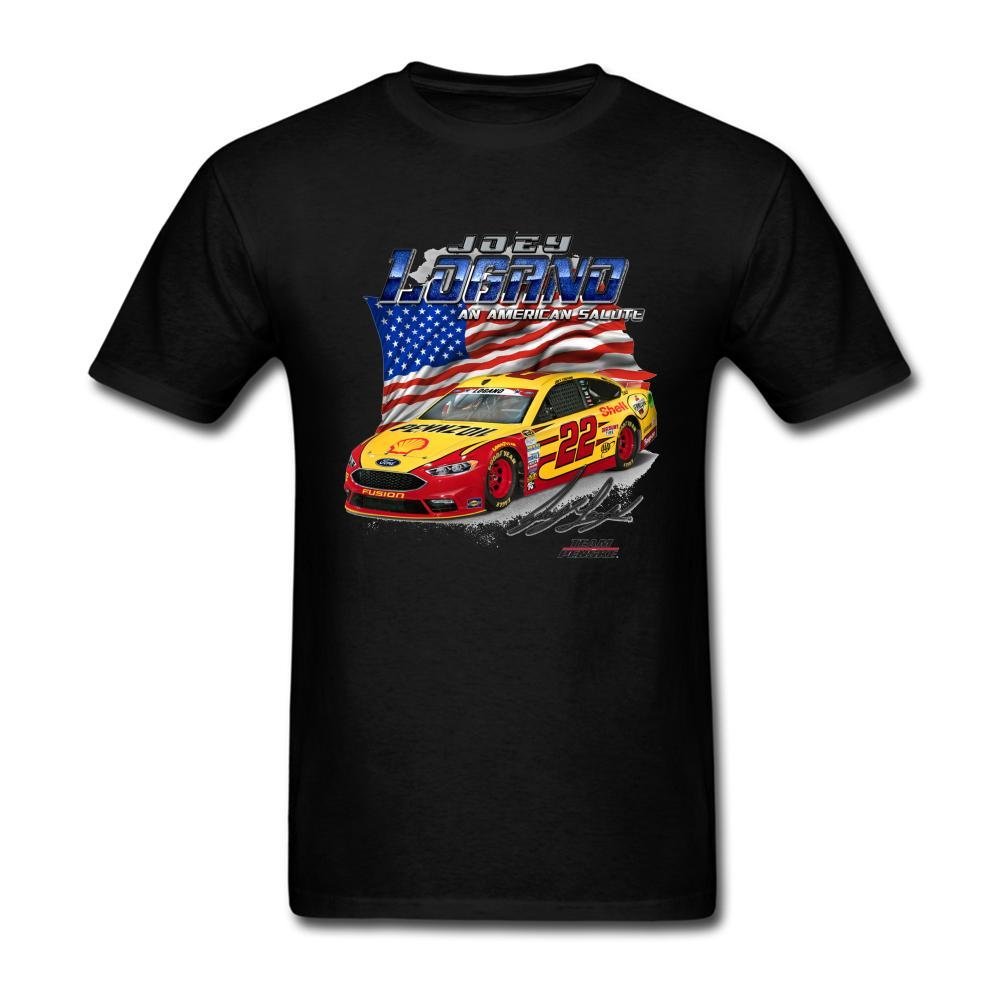 QweYu Men's Joey Logano Checkered Flag Driver Salute T-shirt Black M
