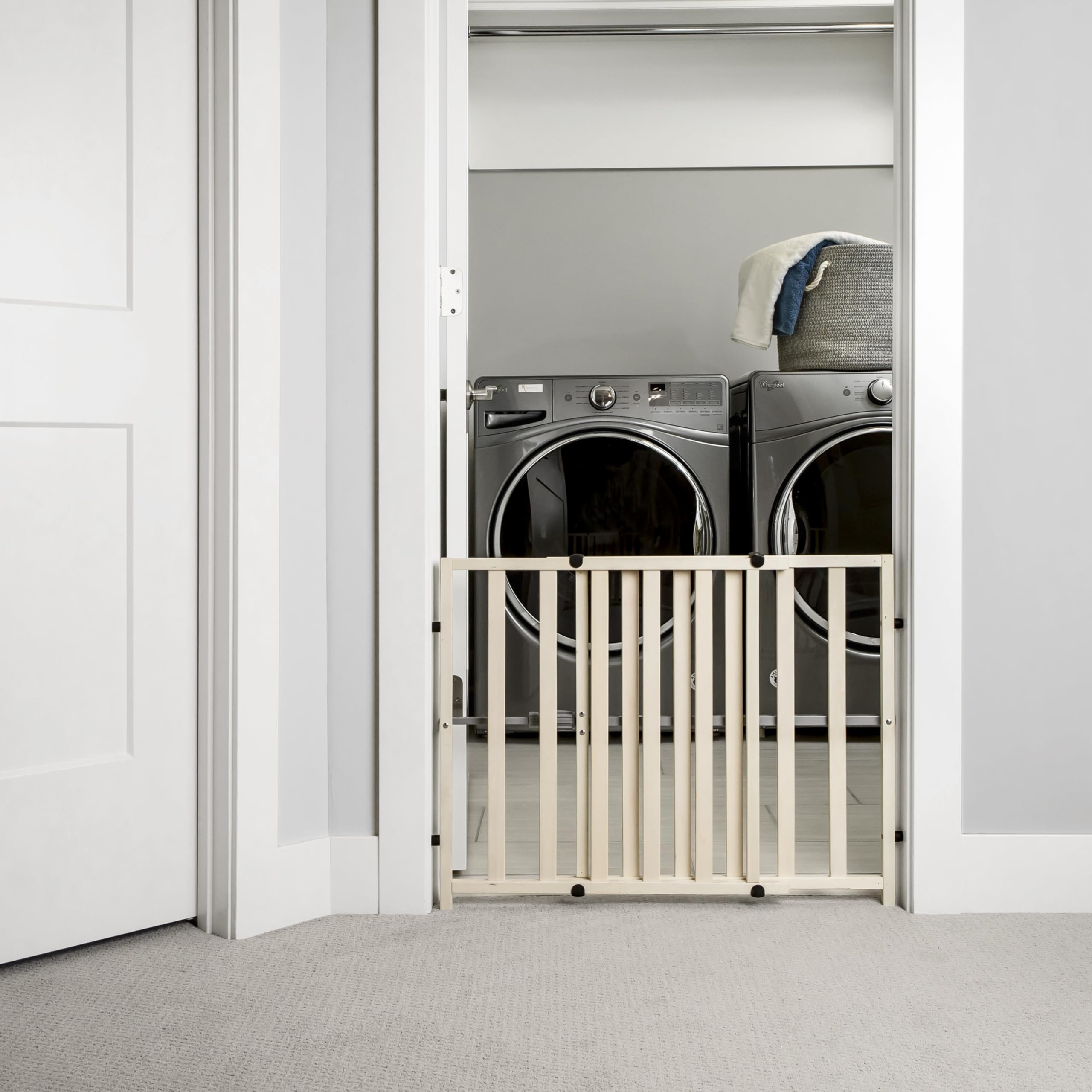 Regalo Easy Fit Wooden Decor Adjustable 42-Inch Extra Wide Baby Gate, Natural Wood