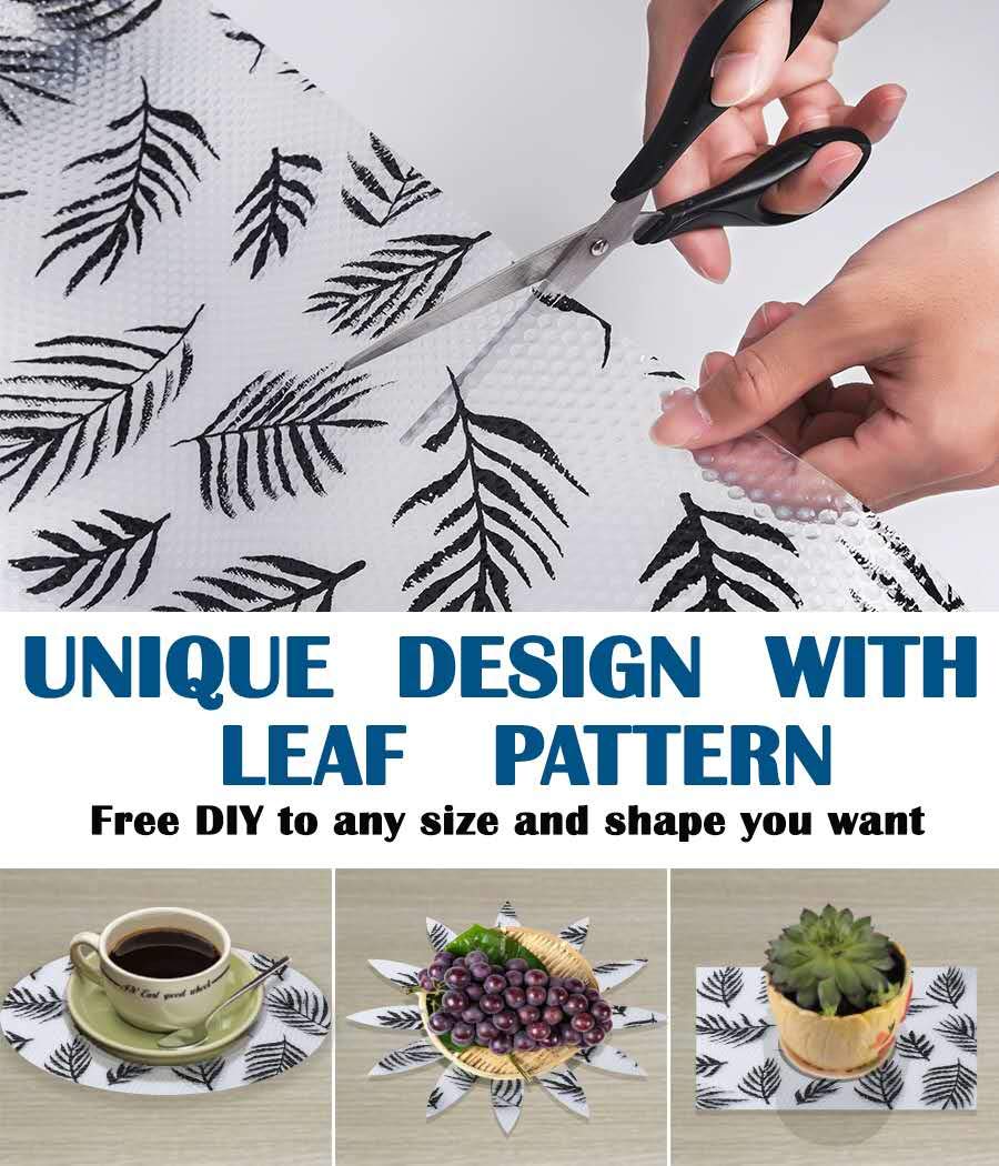 Shelf Liner for Kitchen Cabinets Non-Adhesive Leaf Drawer Liner Non-Slip Refrigerator Liner Waterproof Fridge Pad Cupboard Mat Easy Placemats, Ideal for Wire Pantry Bathroom, 17.7"× 59"