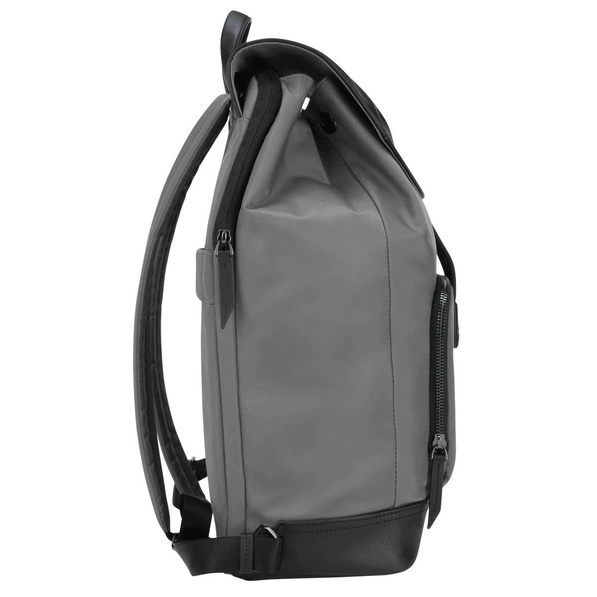 Targus Newport Drawstring Travel and Commute Backpack, Sleek Professional Design with Water-Repellent Nylon, Magnetic Secure Closure, Protective Sleeve fits 15-Inch Laptop, Gray (TSB96404GL)
