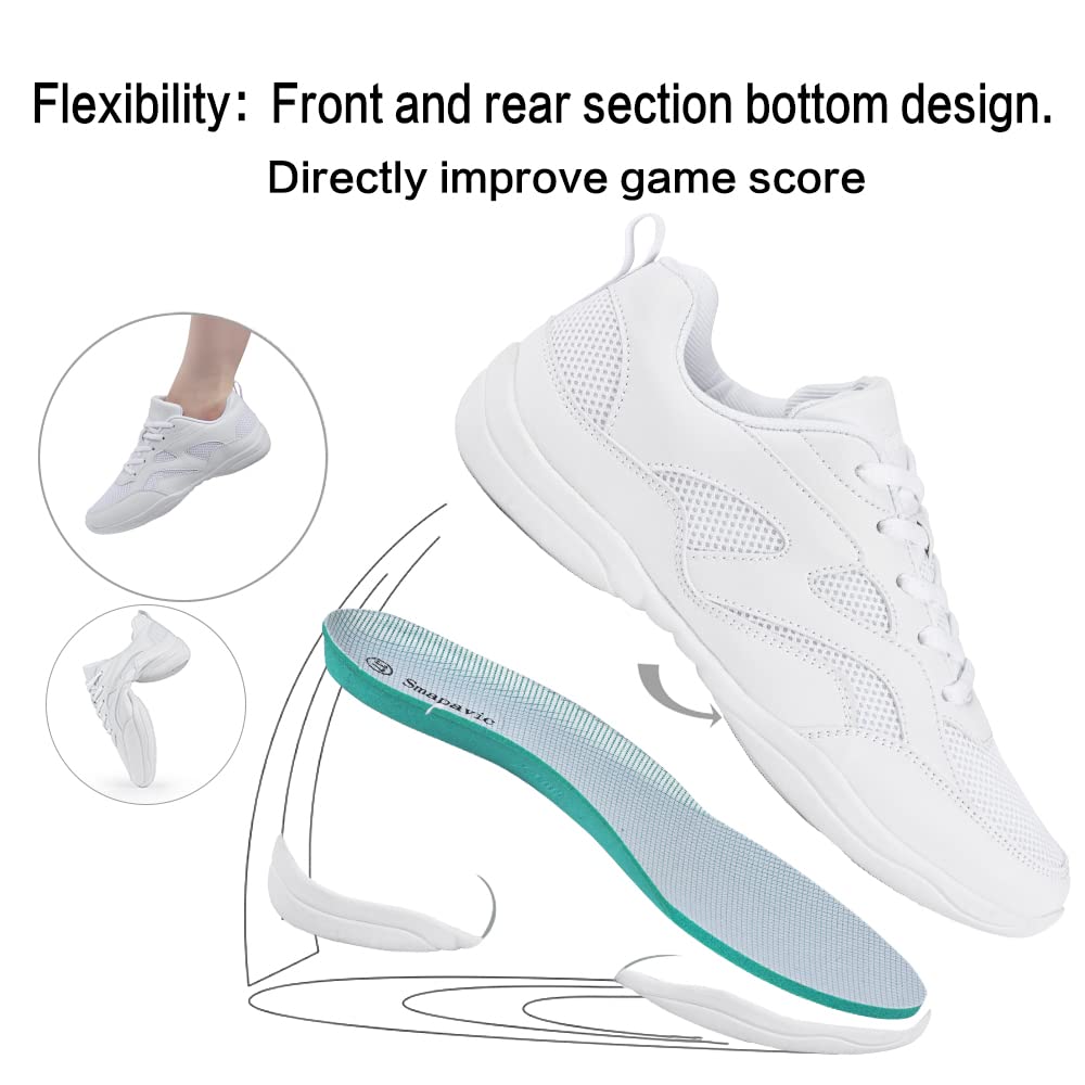 Smapavic Cheer Shoes for Women White Cheerleading Dance Shoes Training Athletic Comfortable Sneakers Size 8