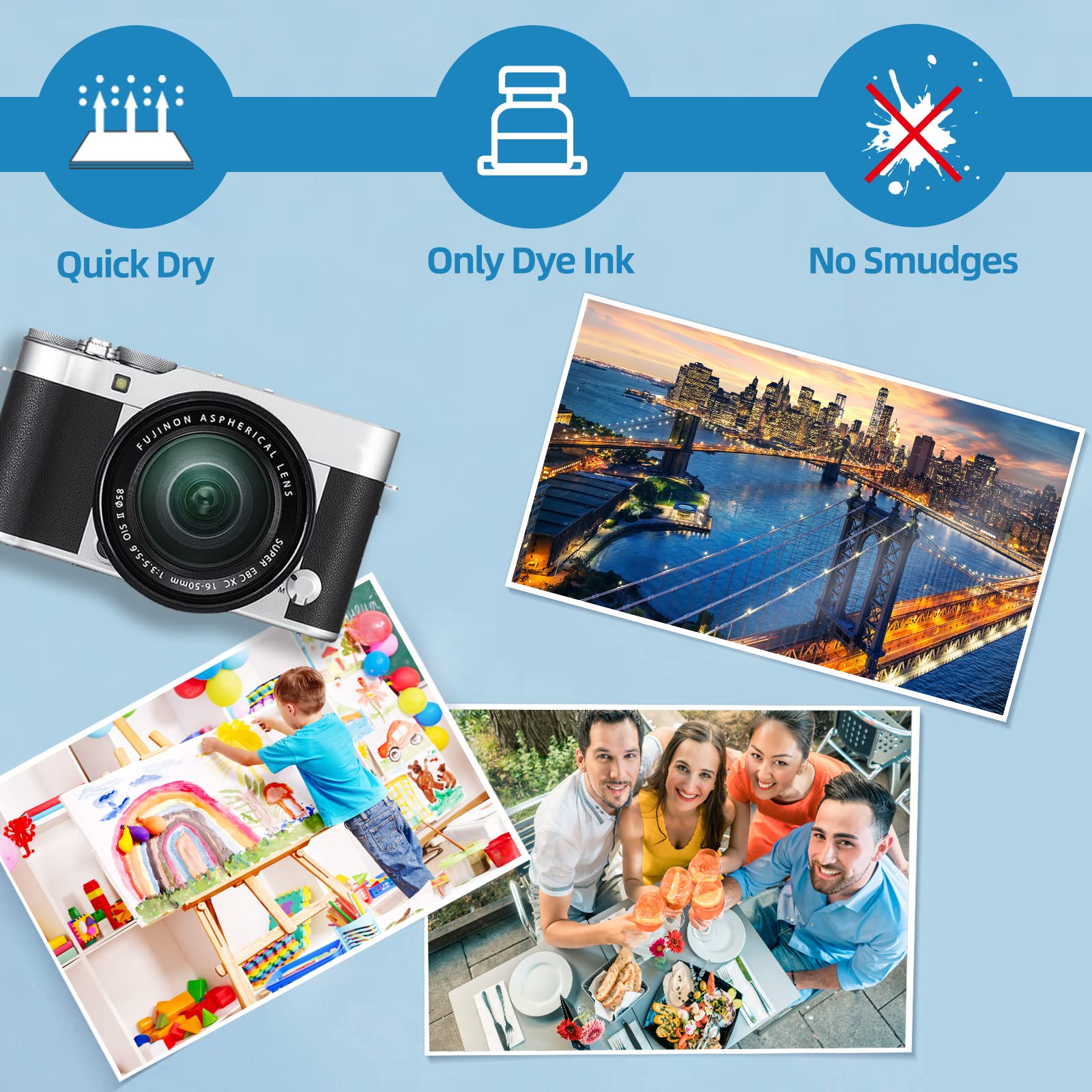Uinkit 100 Sheets Double Sided Glossy Photo Paper 8.5x11, 54lb, 200gsm Brochure and Flyer paper for Inkjet Printing
