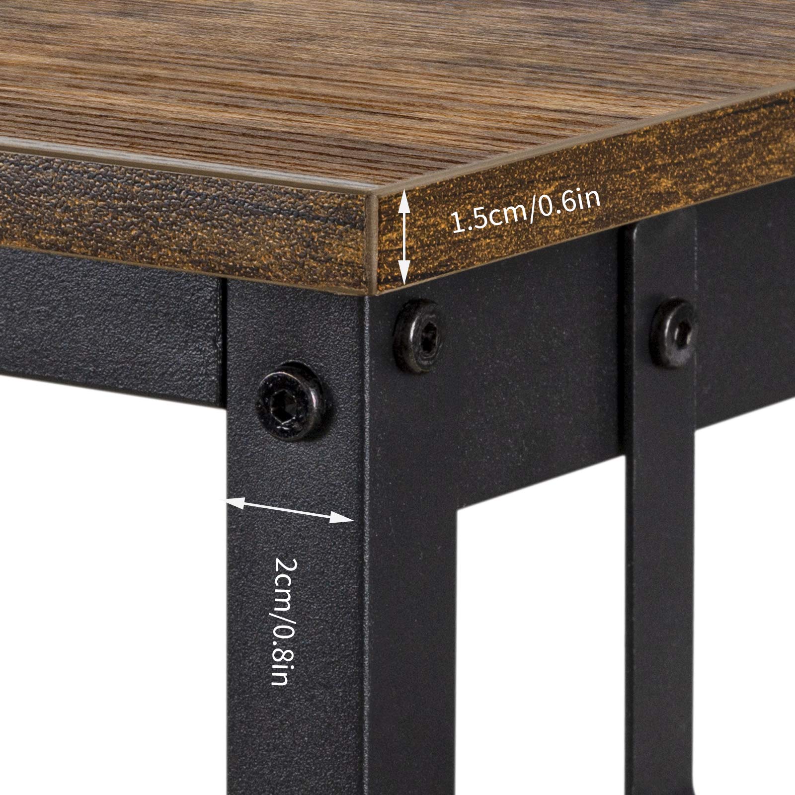REAHOME Computer Desks 47 inch for Home Office Writing Table Bedroom Desks with Storage Bag and Iron Hook Modern Simple Style for Small Spaces（Rustic Brown）